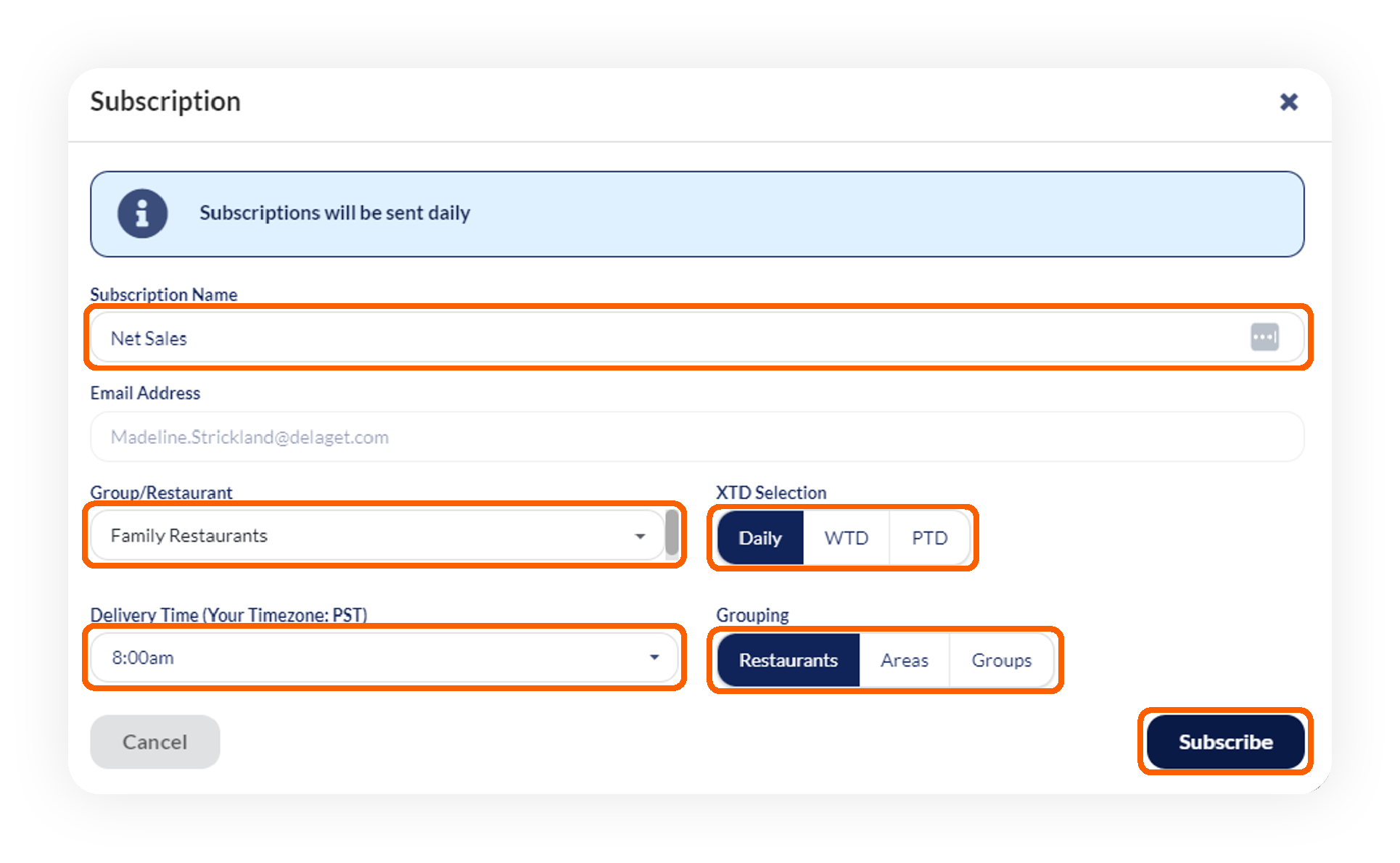 Create a subscription in Coach – Delaget